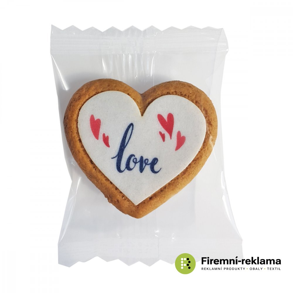 Perníček srdce 3,5g - Balení: 1000ks | Reklamní potisk | Firemní reklama